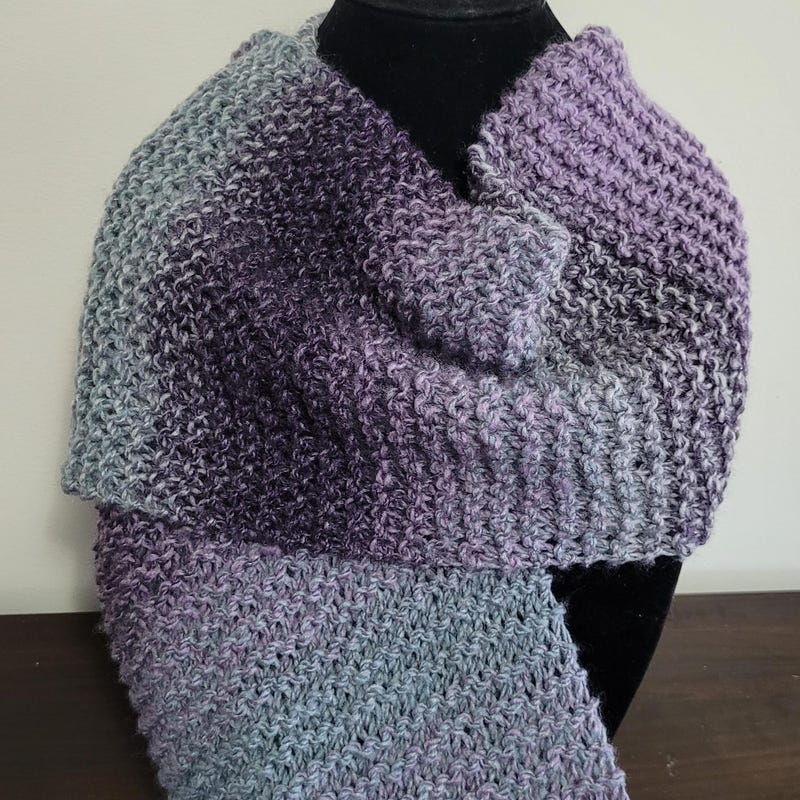 Grey Color Block Knit Scarf - Etsy