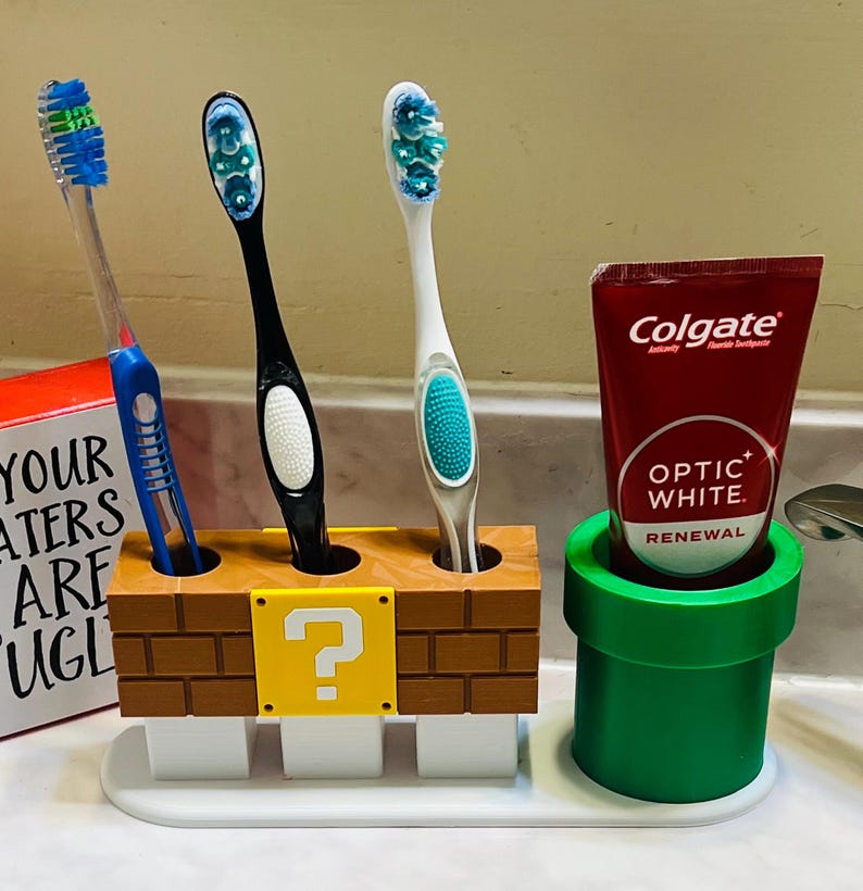 Mario Toothbrush/toothpaste Holder - Etsy
