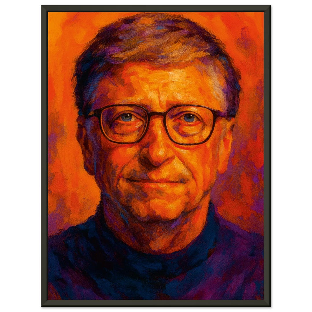 Bill Gates Portrait Poster - Inspirational Wall Art - Premium Semi ...