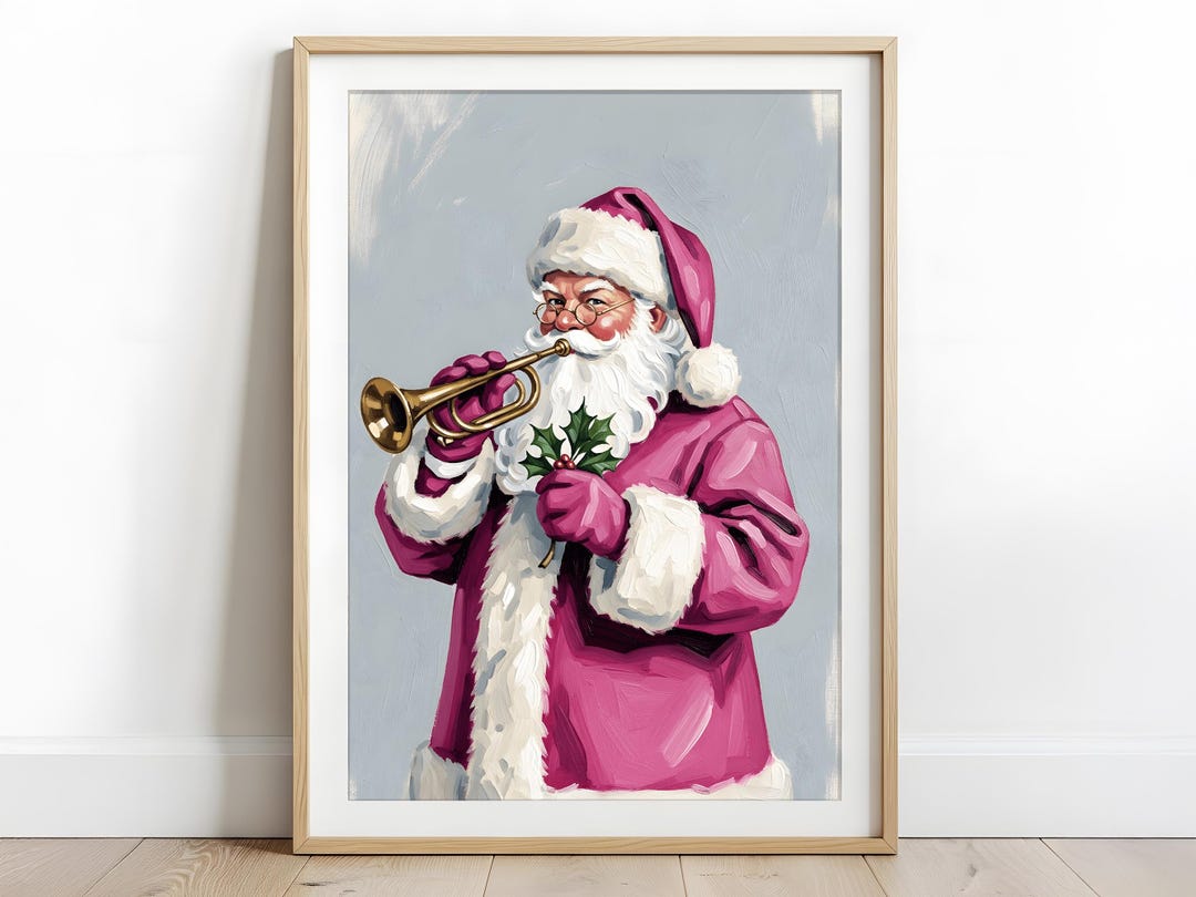 Pink Santa Playing a Trumpet, Pink Santa Playing a Trumpet, Fun ...