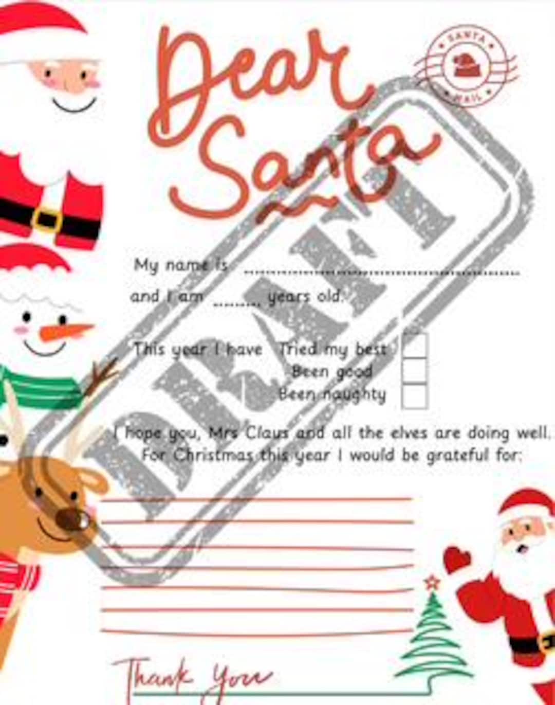 Printable Letter to Santa Template – Kids Christmas Wish List (digital ...