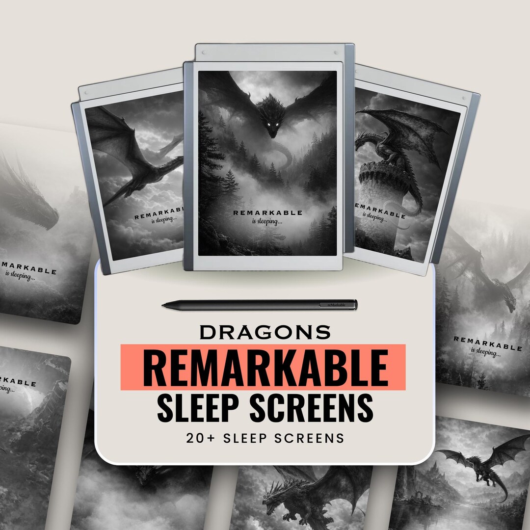 Dragons Remarkable Sleep Screens | 20+ Fantasy Screens | Black & White ...