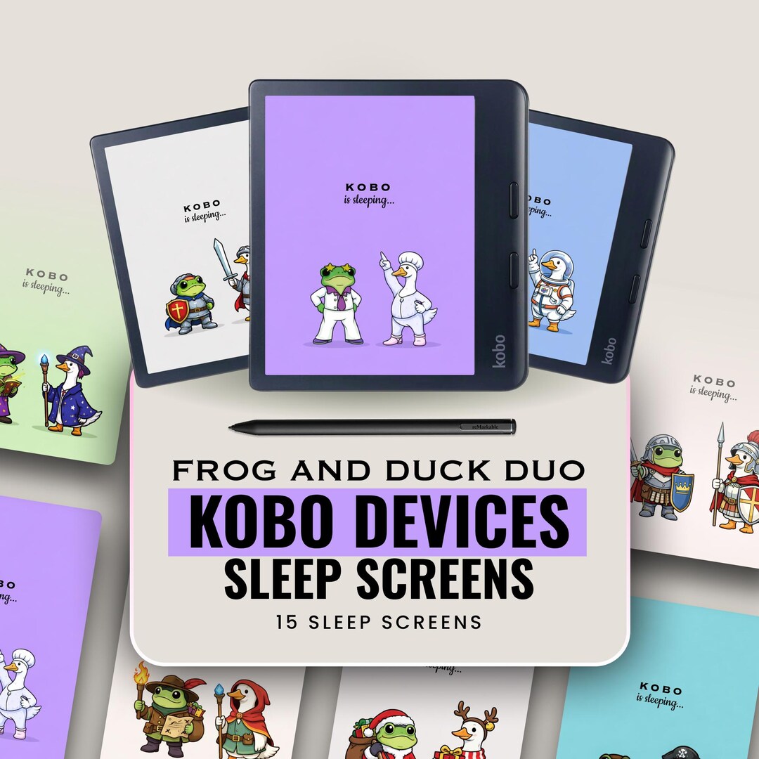 Frog and Duck Kobo Sleep Screens | Screensaver for Kobo Devices | 15 ...