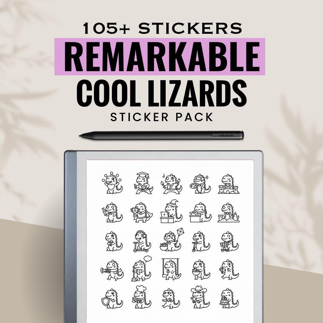 Remarkable E-ink Tablet Stickers Kit | Cool Lizards Digital Notes ...