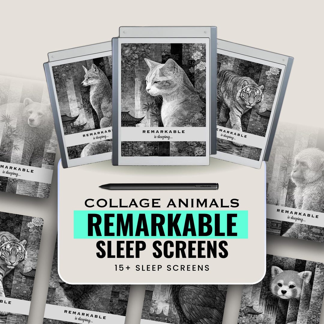 Collage Animals E-ink Screensavers for Remarkable | Minimal Digital ...