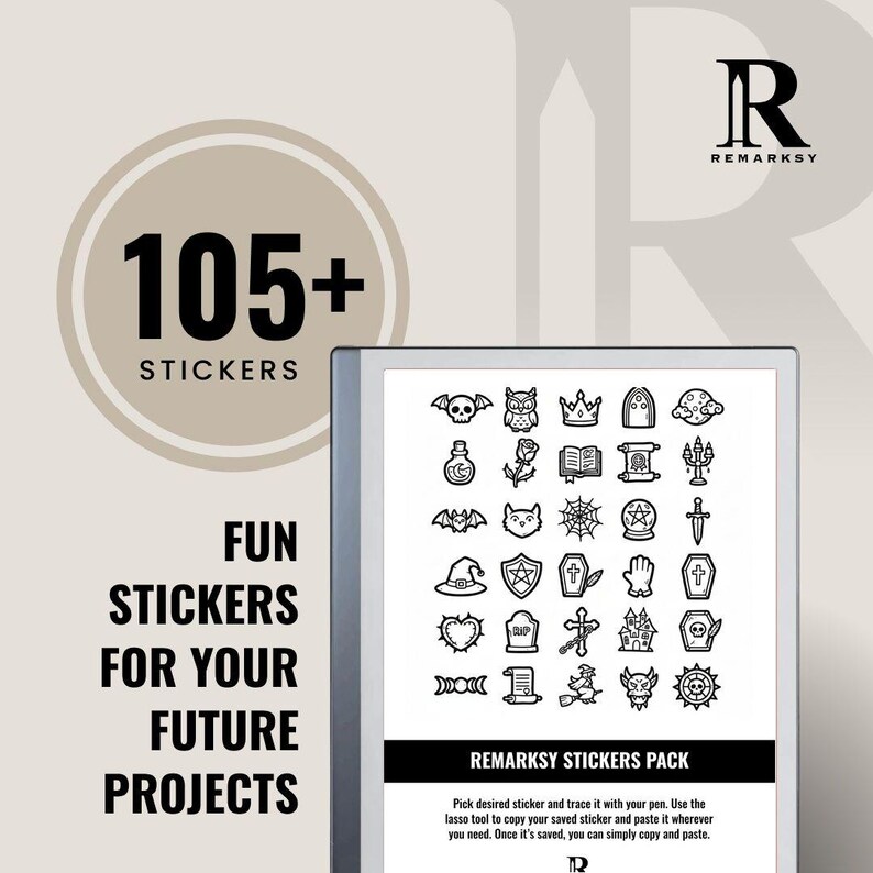 Gothic Style Designed for Remarkable Stickers Kit | E-ink Tablet Notes ...
