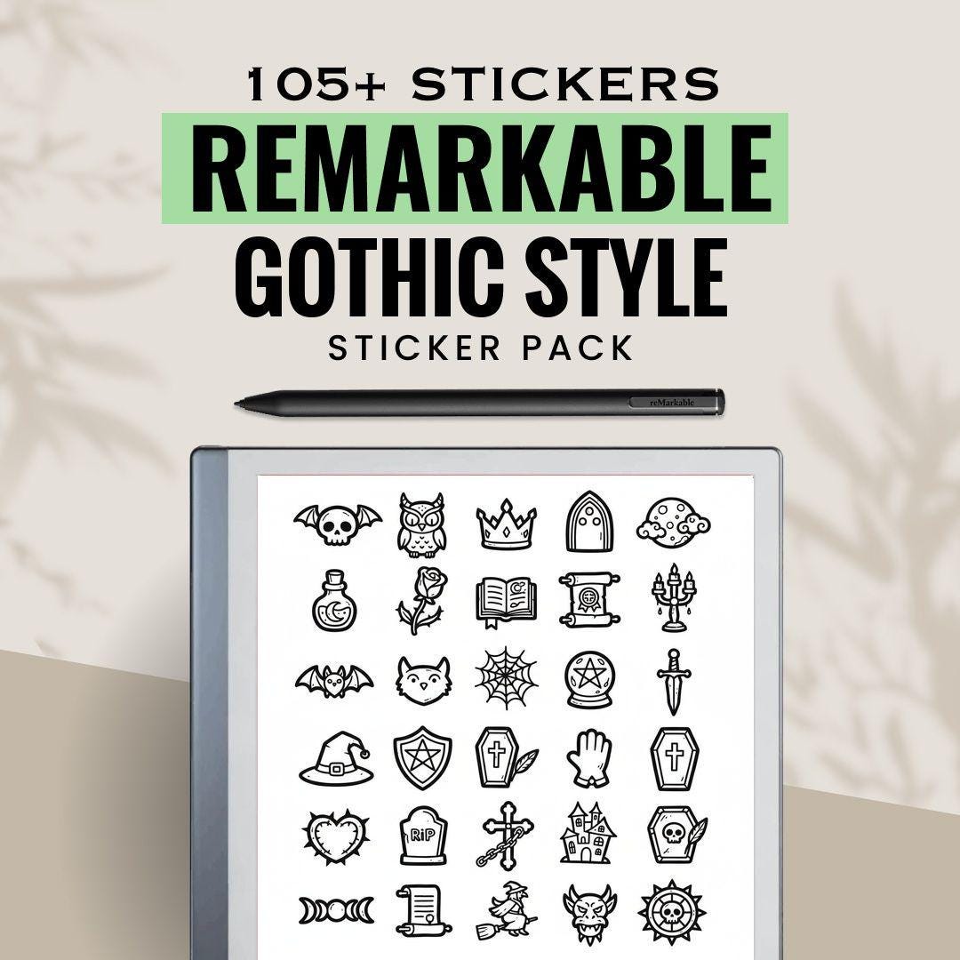 Gothic Style Designed for Remarkable Stickers Kit | E-ink Tablet Notes ...