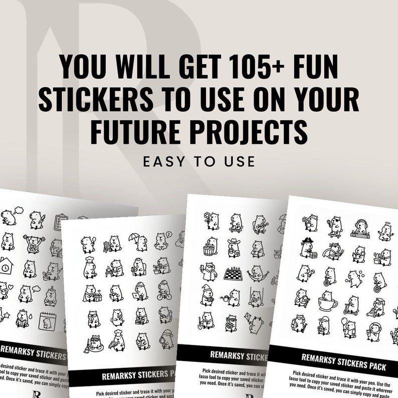 Capybara Designed for Remarkable Stickers Bundle | E-ink Tablet Notes ...