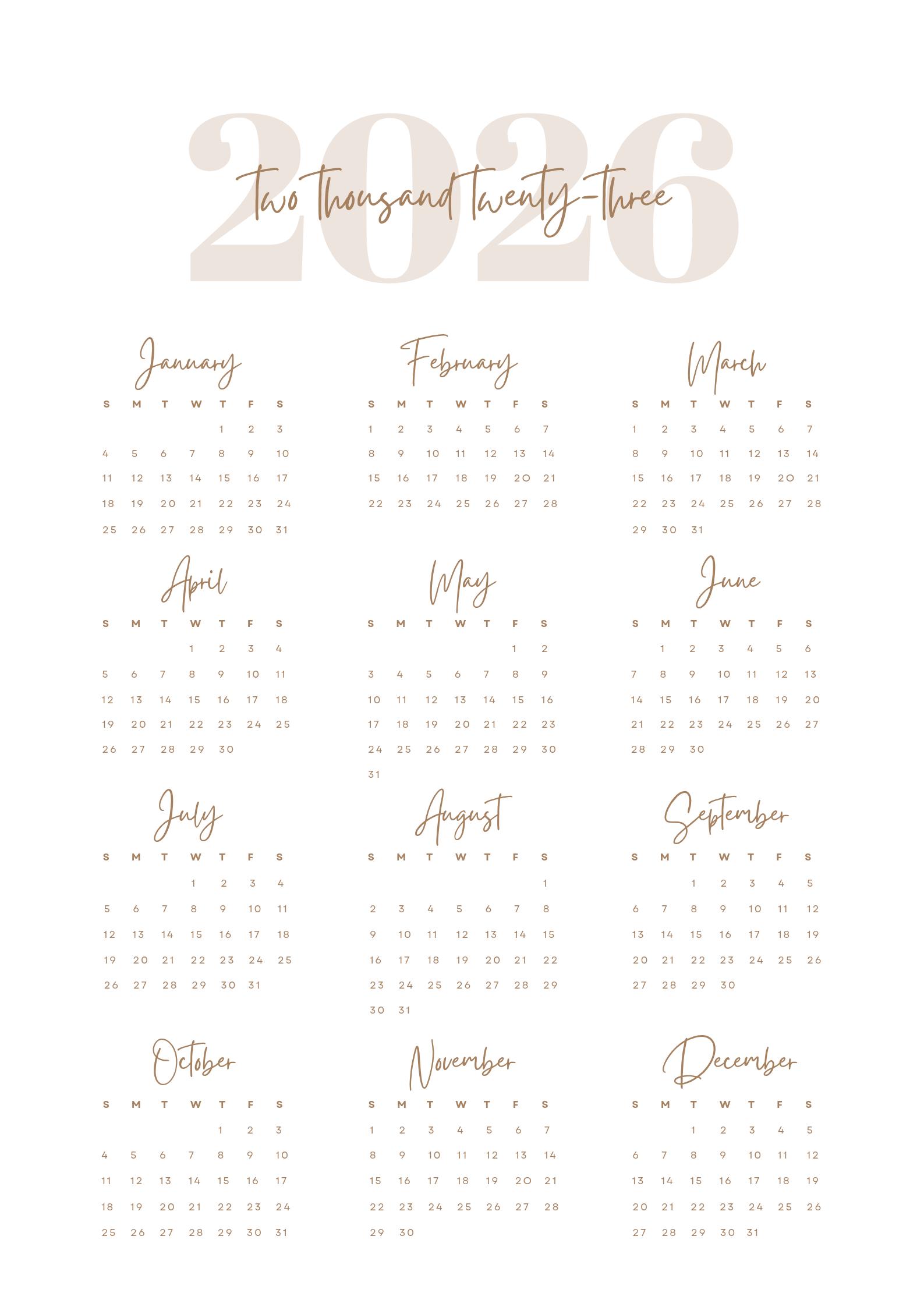 Calendario 2026 / Fechas 2026 / Año nuevo - Etsy México