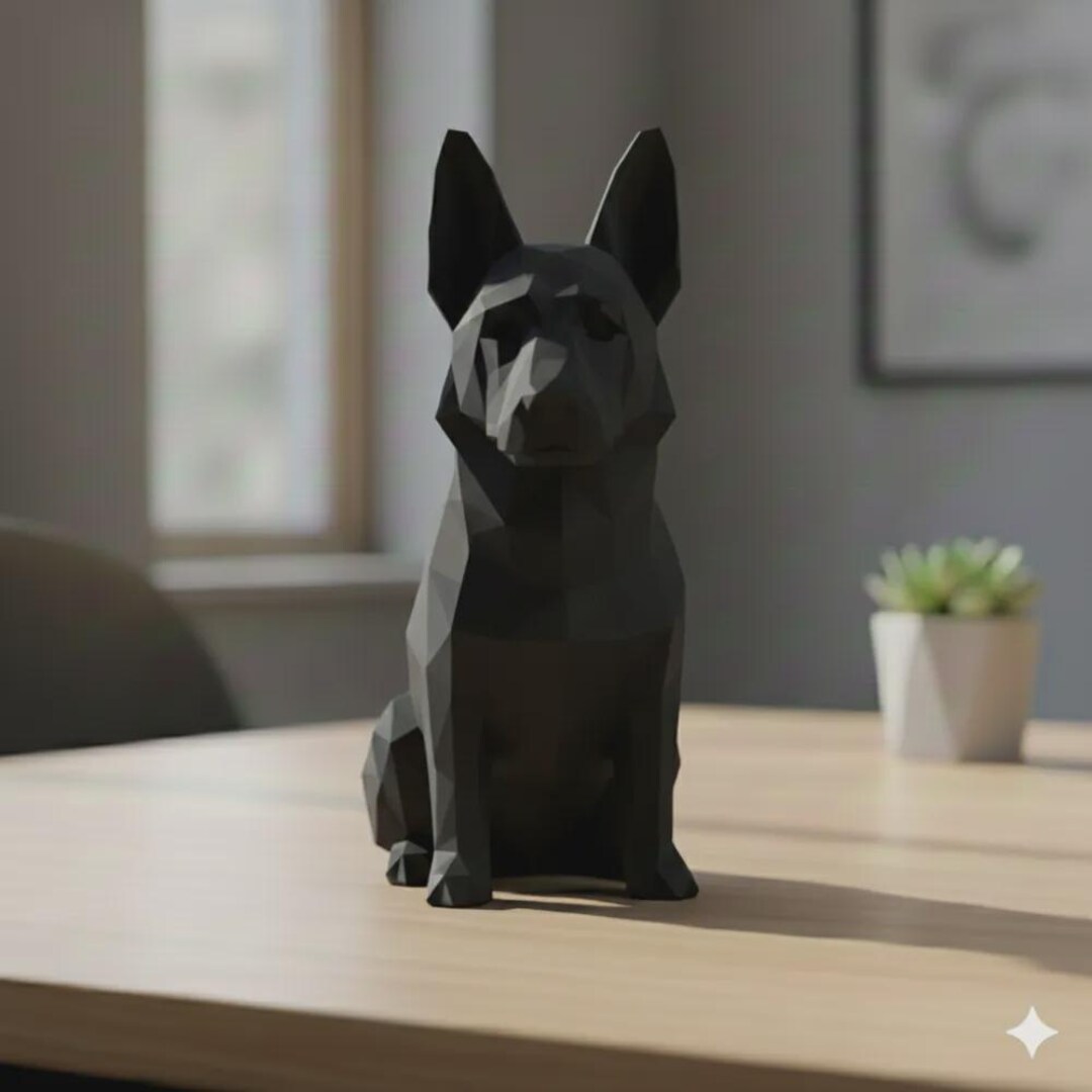 Low Poly Dog Sculpture | Modern Dog Statue | Geometric Dog Decor ...