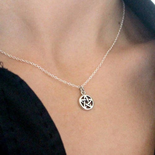 Sterling Silver Pentacle Necklace Sterling Silver Pentagram - Etsy
