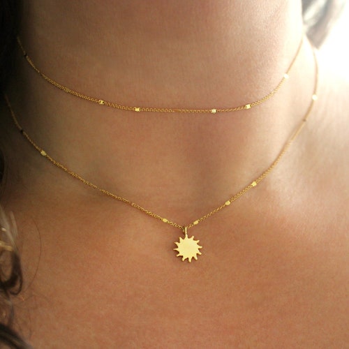 Sun Necklace 14k Gold Filled Chain Celestial Sun Cubic - Etsy Australia