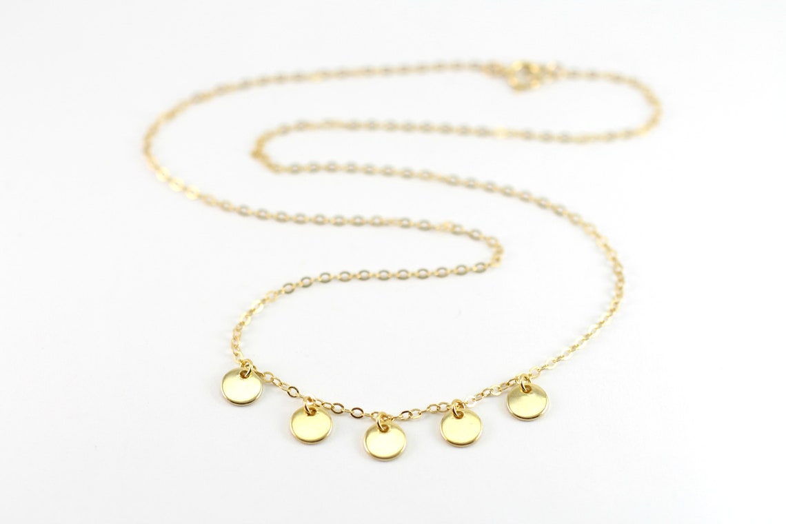 Dainty Gold Disc Necklace Gold Coin Necklace Gold Necklace - Etsy
