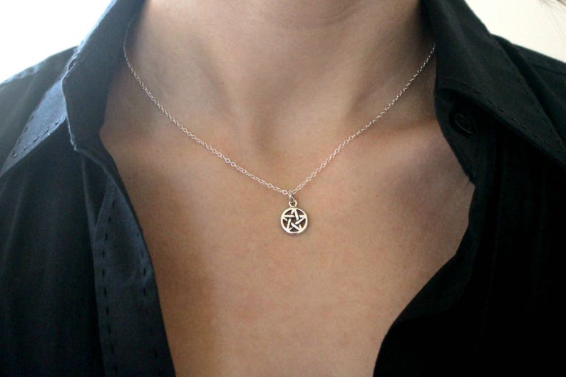 Sterling Silver Pentacle Necklace Sterling Silver Pentagram - Etsy