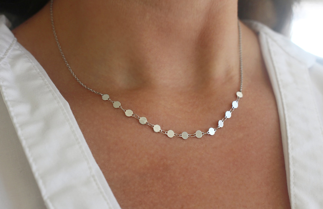 Stainless Steel Disc Necklace - Etsy