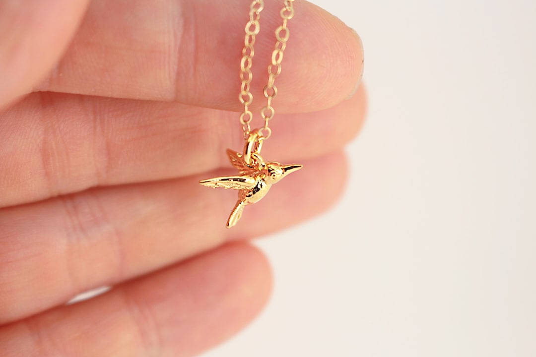 Gold Hummingbird Necklace, Gold Bird Necklace, Dainty Gold Necklace ...