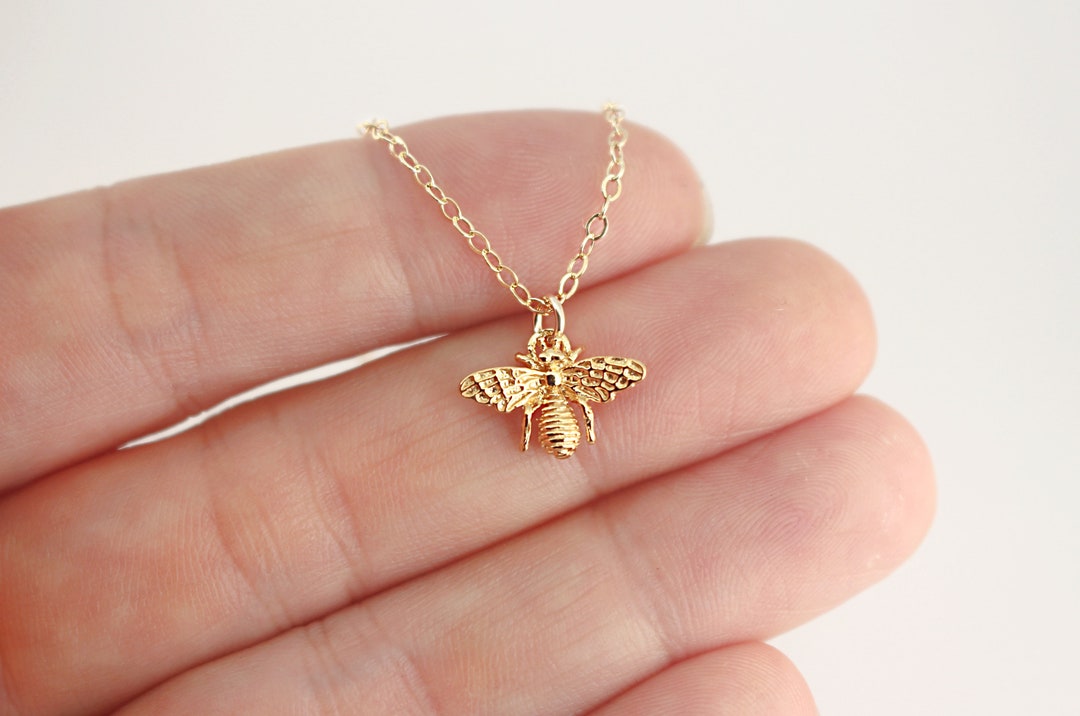 Gold Bee Necklace, Gold Honey Bee Necklace, Dainty Gold Necklace for ...