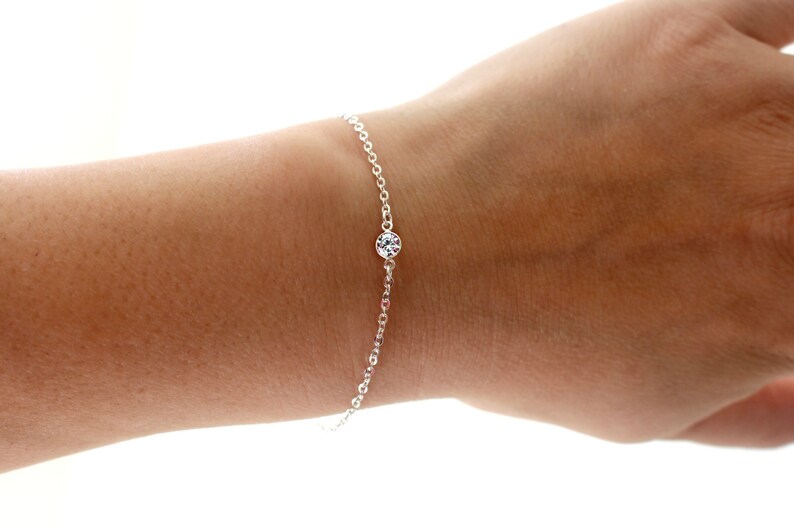Sterling Silver Solitaire Crystal Bracelet - Etsy