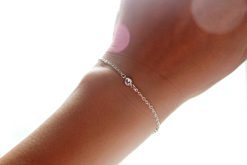 Sterling Silver Solitaire Crystal Bracelet - Etsy