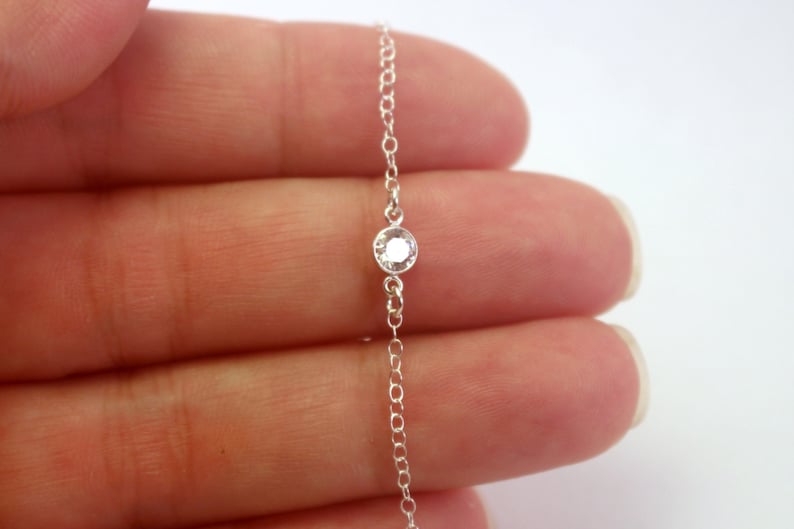 Sterling Silver Solitaire Crystal Bracelet - Etsy
