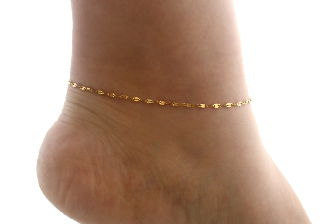 Shimmering Gold Stainless Steel Anklet, Dainty Gold Chain Anklet ...