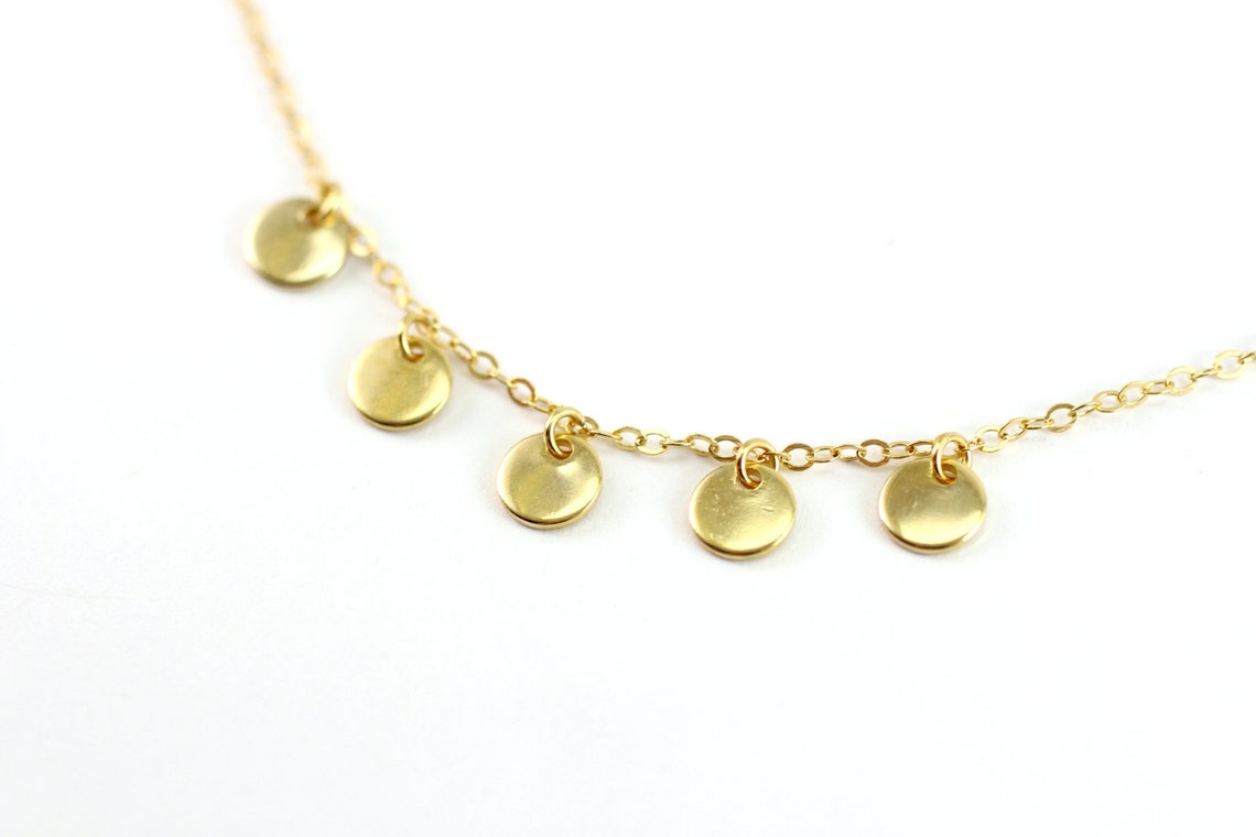 Dainty Gold Disc Necklace Gold Coin Necklace Gold Necklace - Etsy