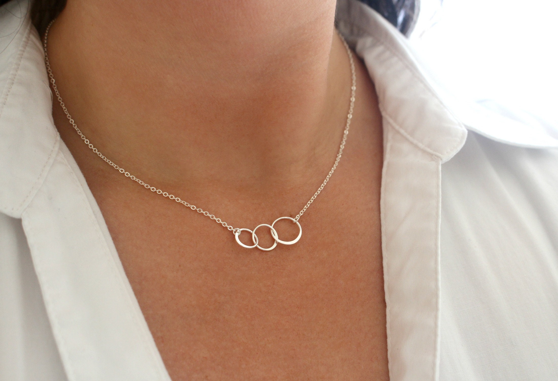Sterling Silver Three Circles Infinity Necklace - Etsy