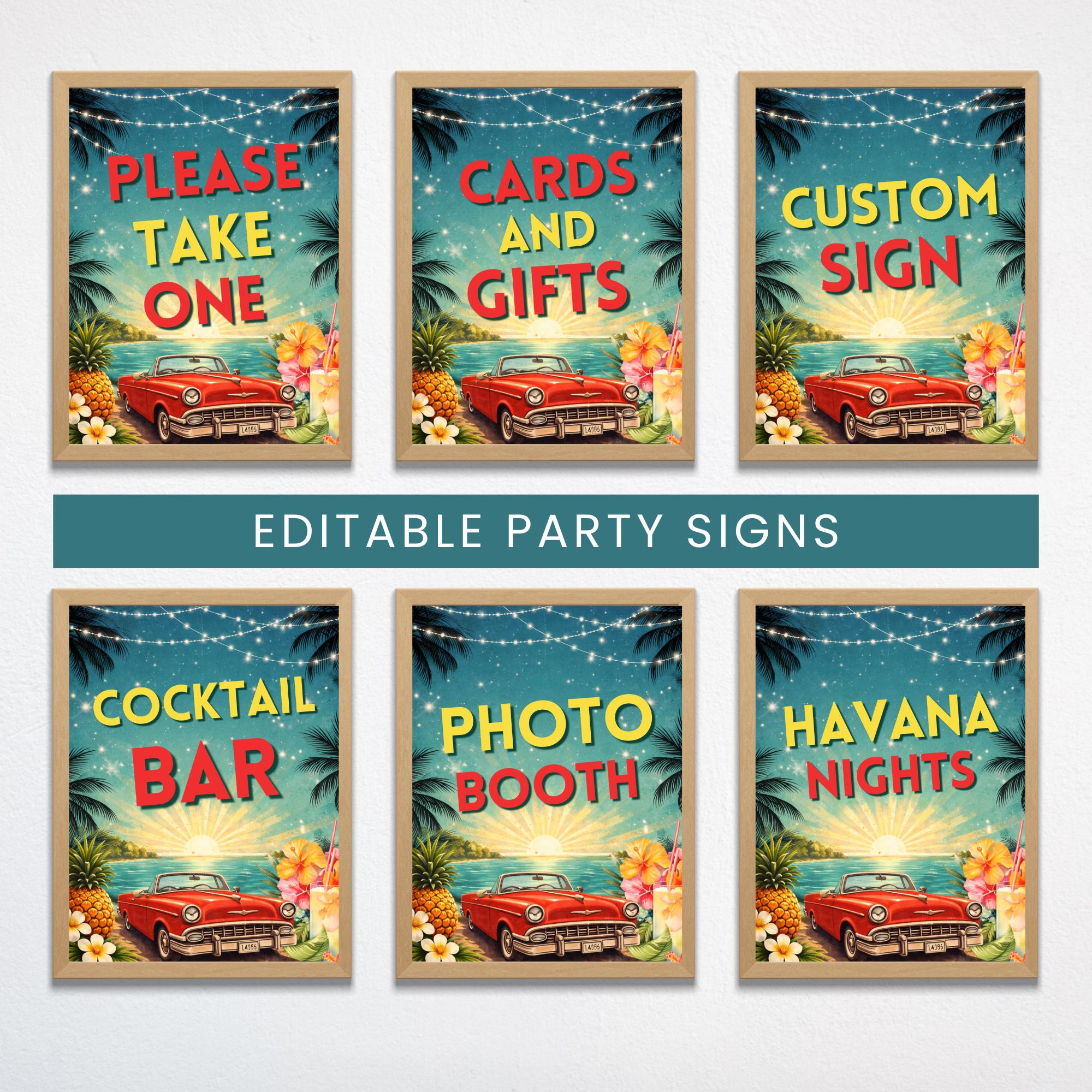 Cuban Birthday Invitation Party Decorations Bundle, Havana Nights ...