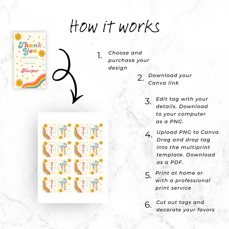 Retro Groovy Printable Favor Tags Template, 70s Hippie Birthday Party ...