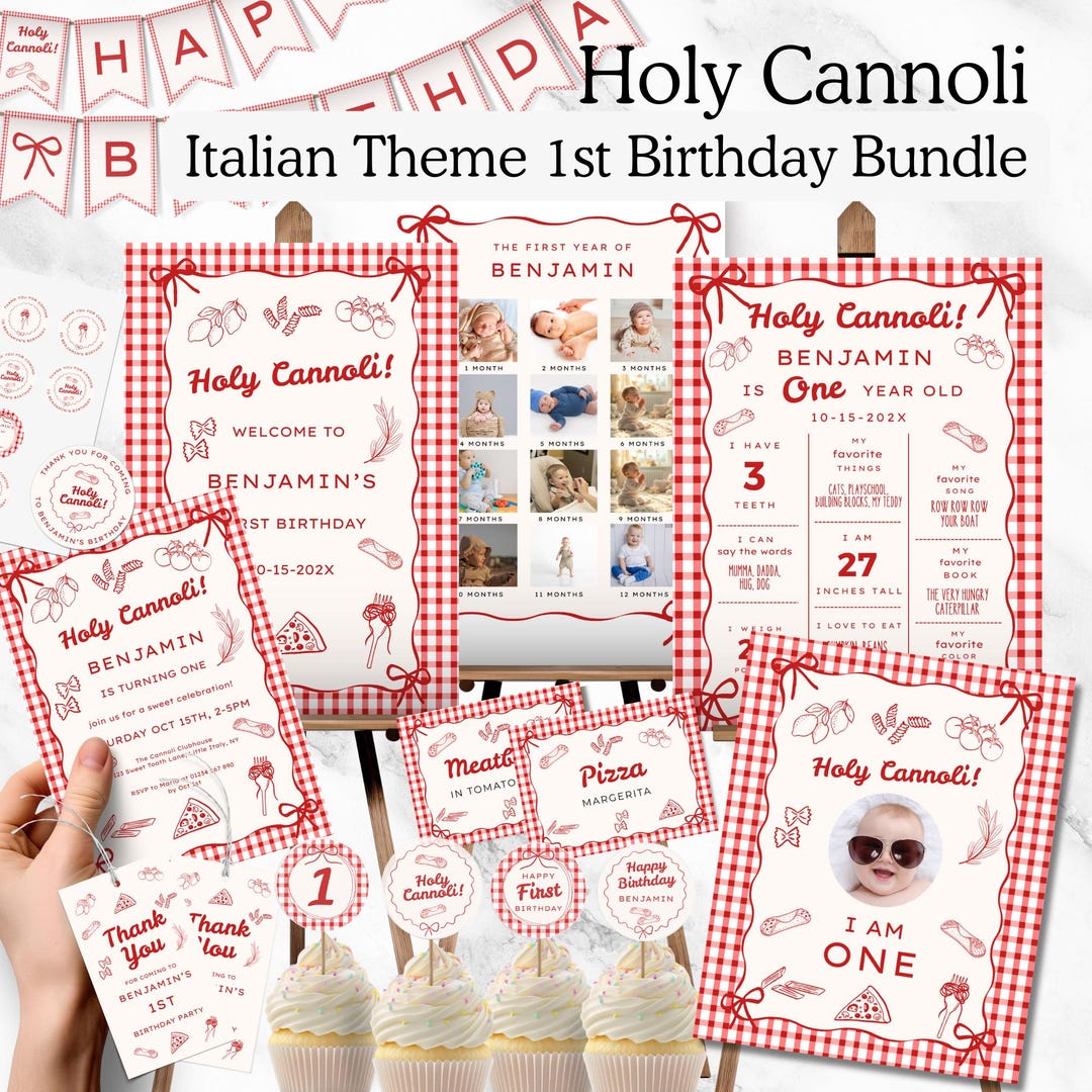Holy Cannoli 1st Birthday Party Decorations Bundle, Italian Theme ...