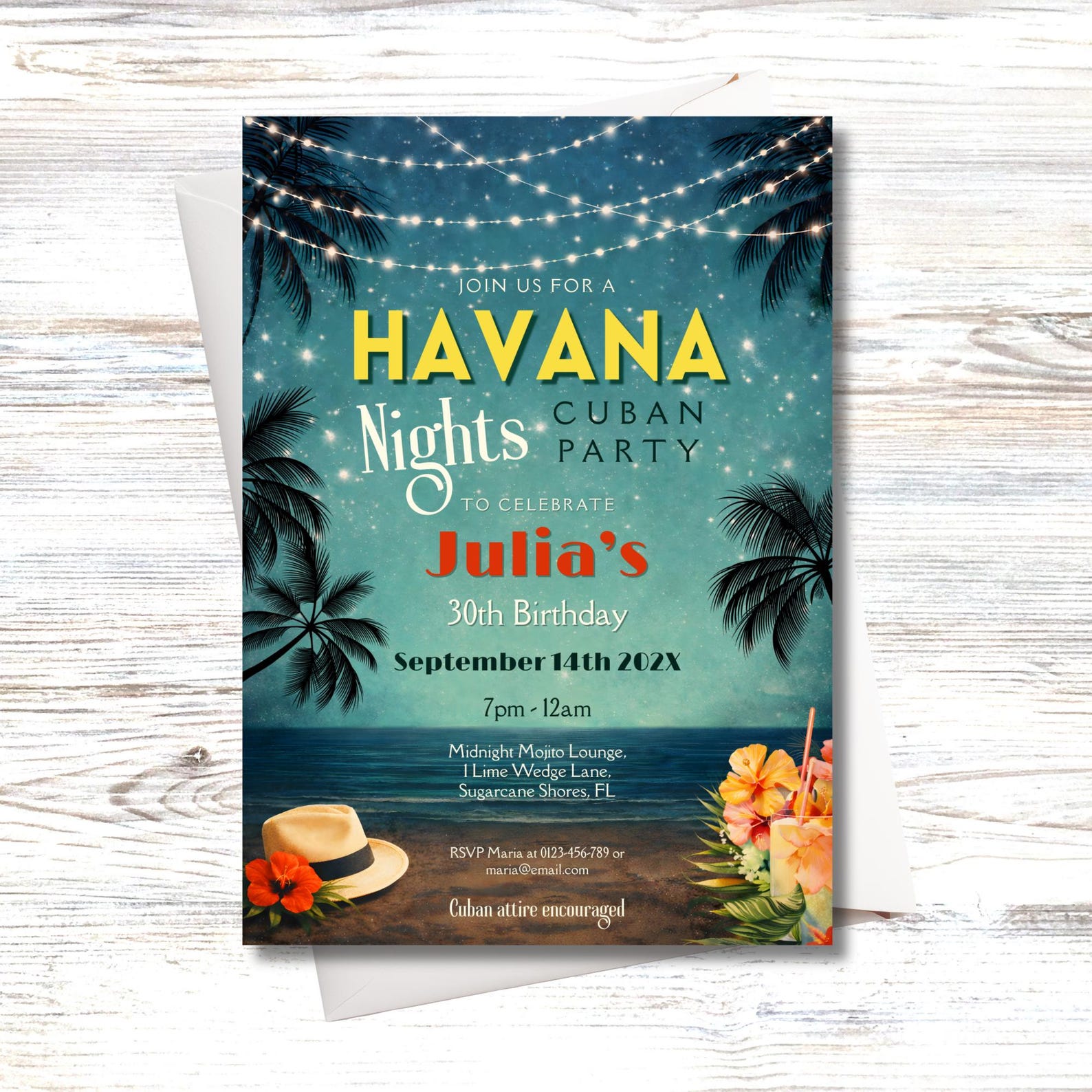 Cuban Birthday Invitation Party Decorations Bundle, Havana Nights ...