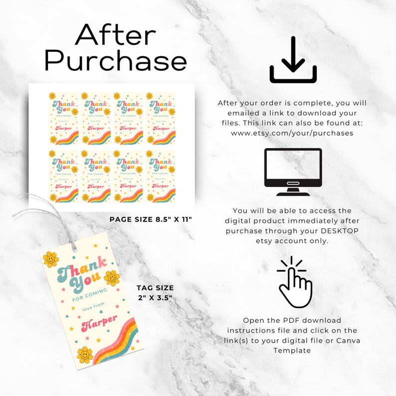Retro Groovy Printable Favor Tags Template, 70s Hippie Birthday Party ...