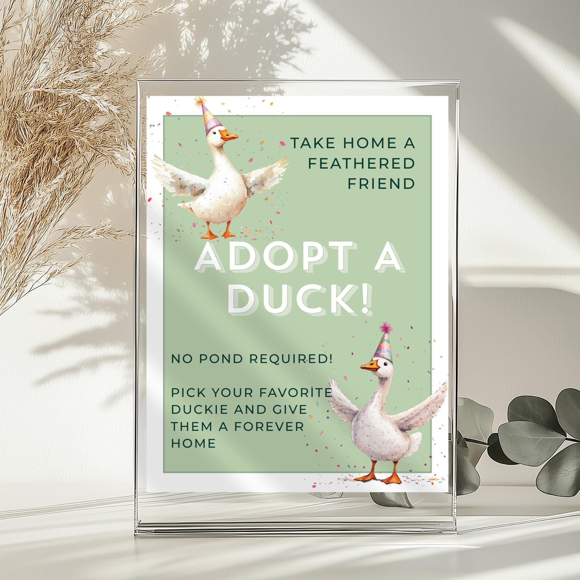 Duck Adoption Sign & Certificate Bundle, Adopt A Duck Birthday Party ...