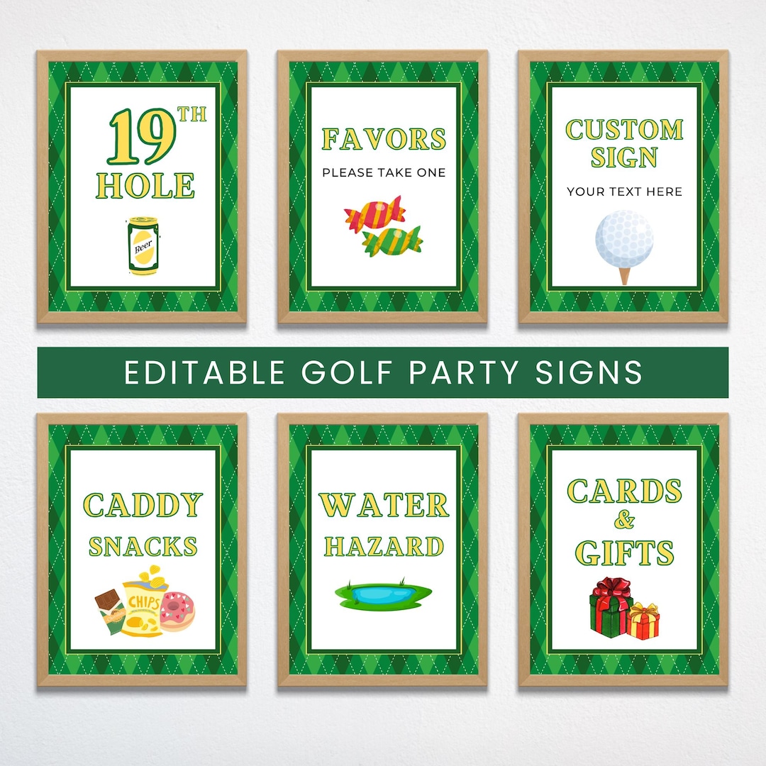 Golf Birthday Party Signs Bundle, Printable PDF + Template, Editable ...