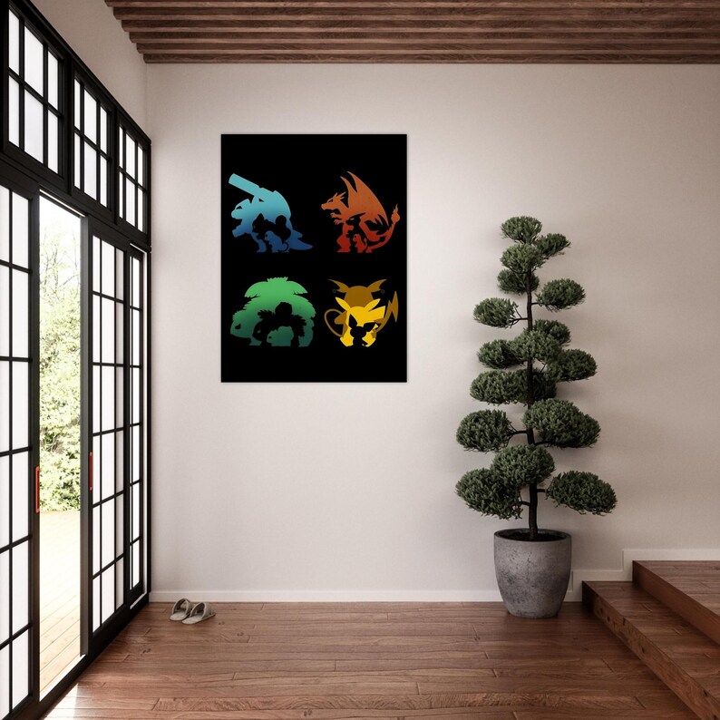 Pokemon Starters Poster – Bulbasaur Charmander Squirtle Pikachu Wall ...