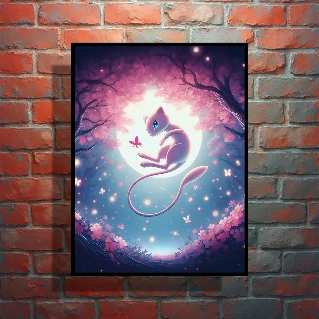 Mew Pokémon Poster - Minimalist Psychic Type Wall Art - Premium Print ...