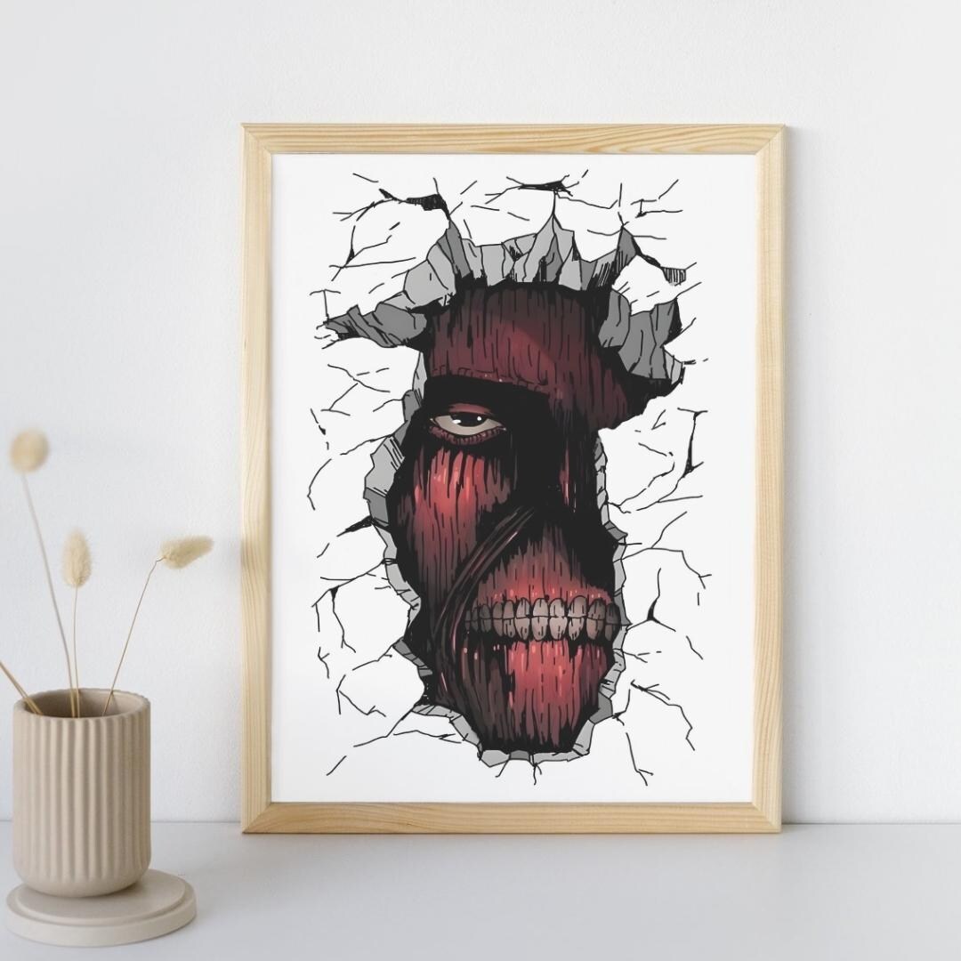 Attack on Titan Poster, SNK Wall Art, Colossal Titan Print, Manga ...