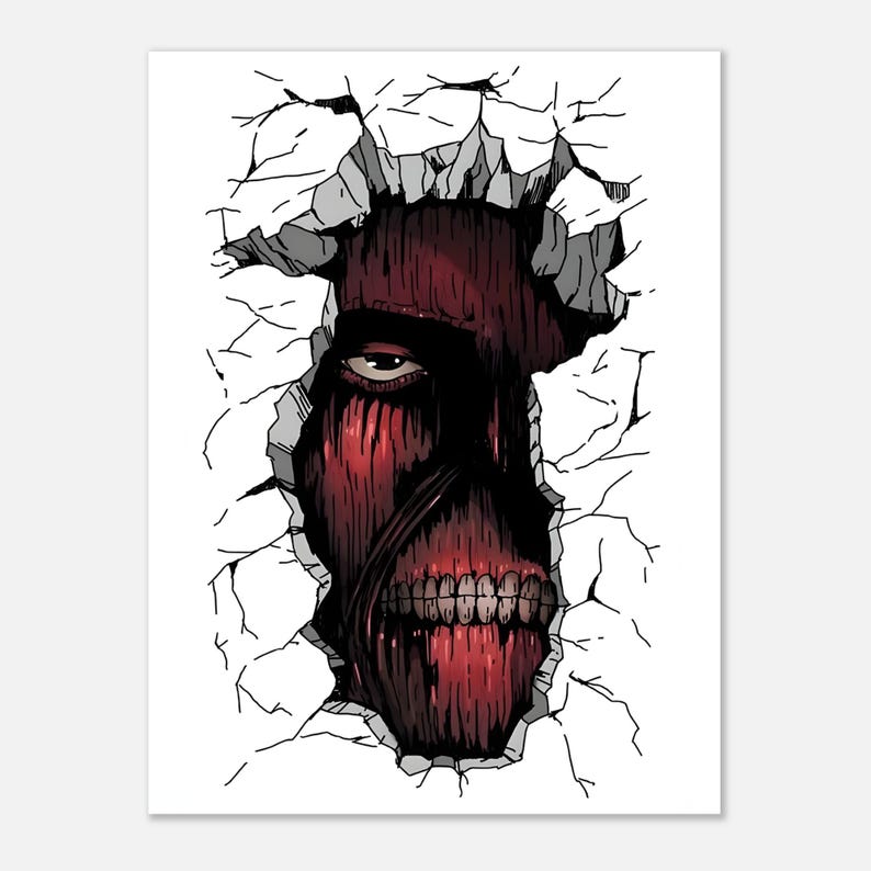 Attack on Titan Poster, SNK Wall Art, Colossal Titan Print, Manga ...