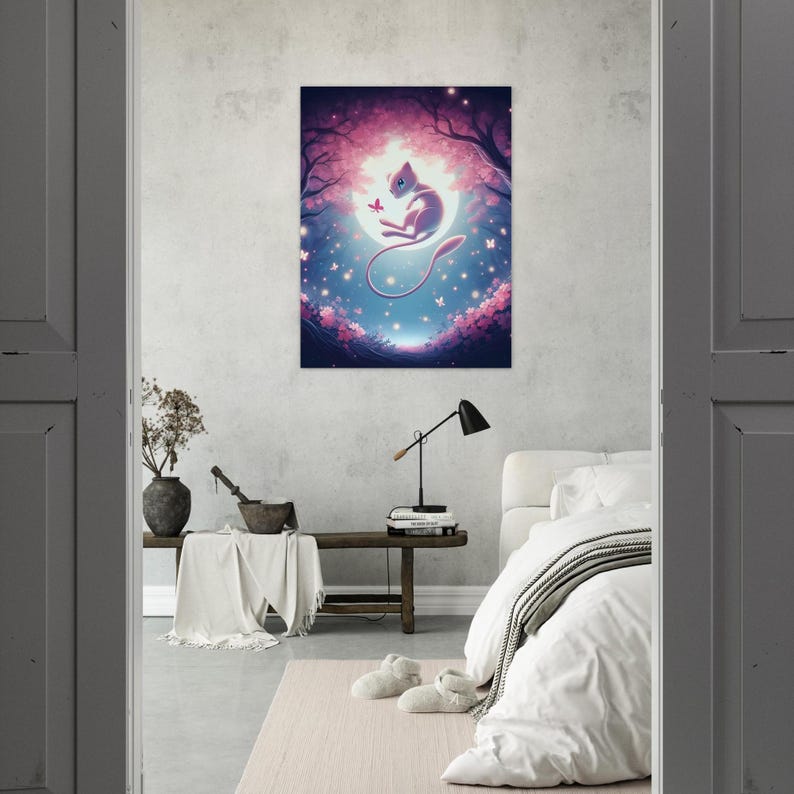 Mew Pokémon Poster - Minimalist Psychic Type Wall Art - Premium Print ...