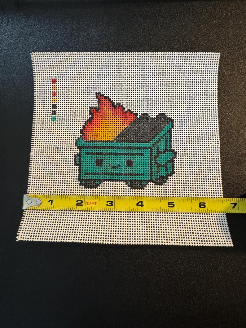 Dumpster Fire - Hand Painted Needlepoint Canvas - Etsy
