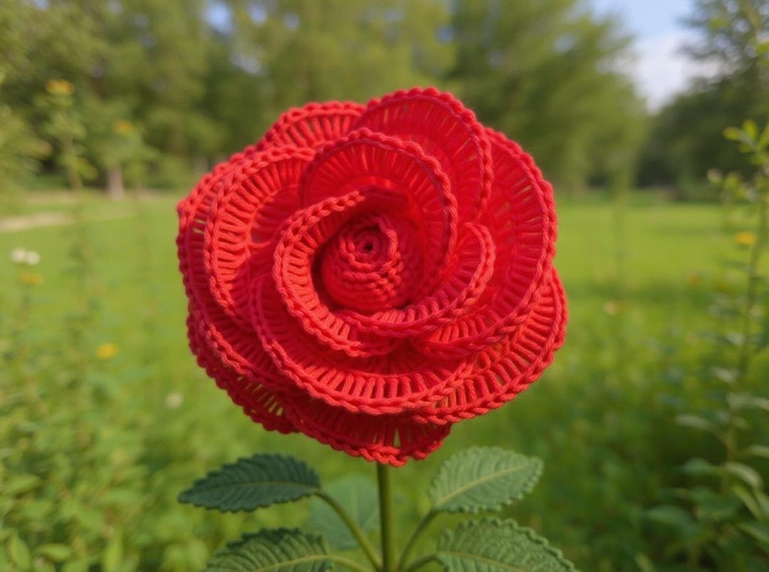 Realistic Crochet Rose Pattern PDF – 3D Flower With Stem - Etsy