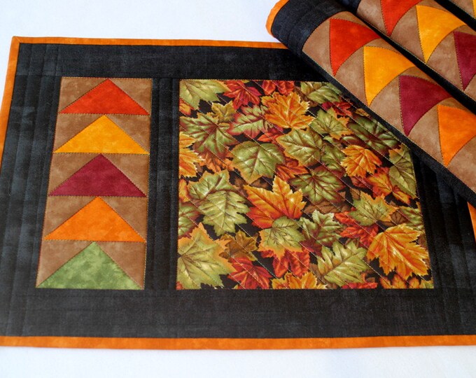 Fall Placemats, Quilted Placemats, Autumn Table Mats, Maple Leaves ...
