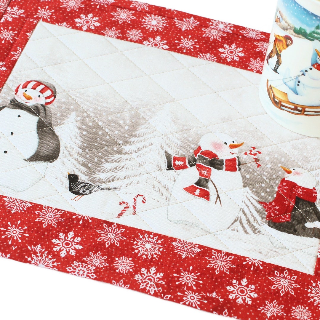 Quilted Snowman Mug Rug, Christmas Snack Mat, 10.75x8.75 - Etsy