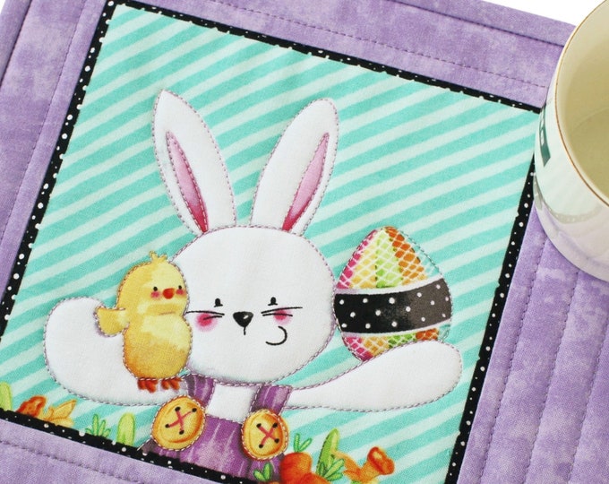 Quilted Easter Bunny Mug Rug 8x10 Inch - Etsy