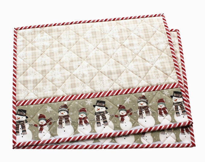 Snowman Quilted Placemats, Set of 2 Winter Table Mats, 17x13-inch - Etsy