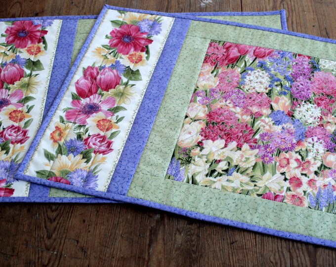 Floral Placemats - Quilted Table Mats - Spring Summer Flowers Placemats ...