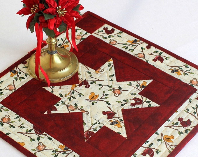 Quilted Winter Candle Mat Table Mat Christmas Table Topper Patchwork ...