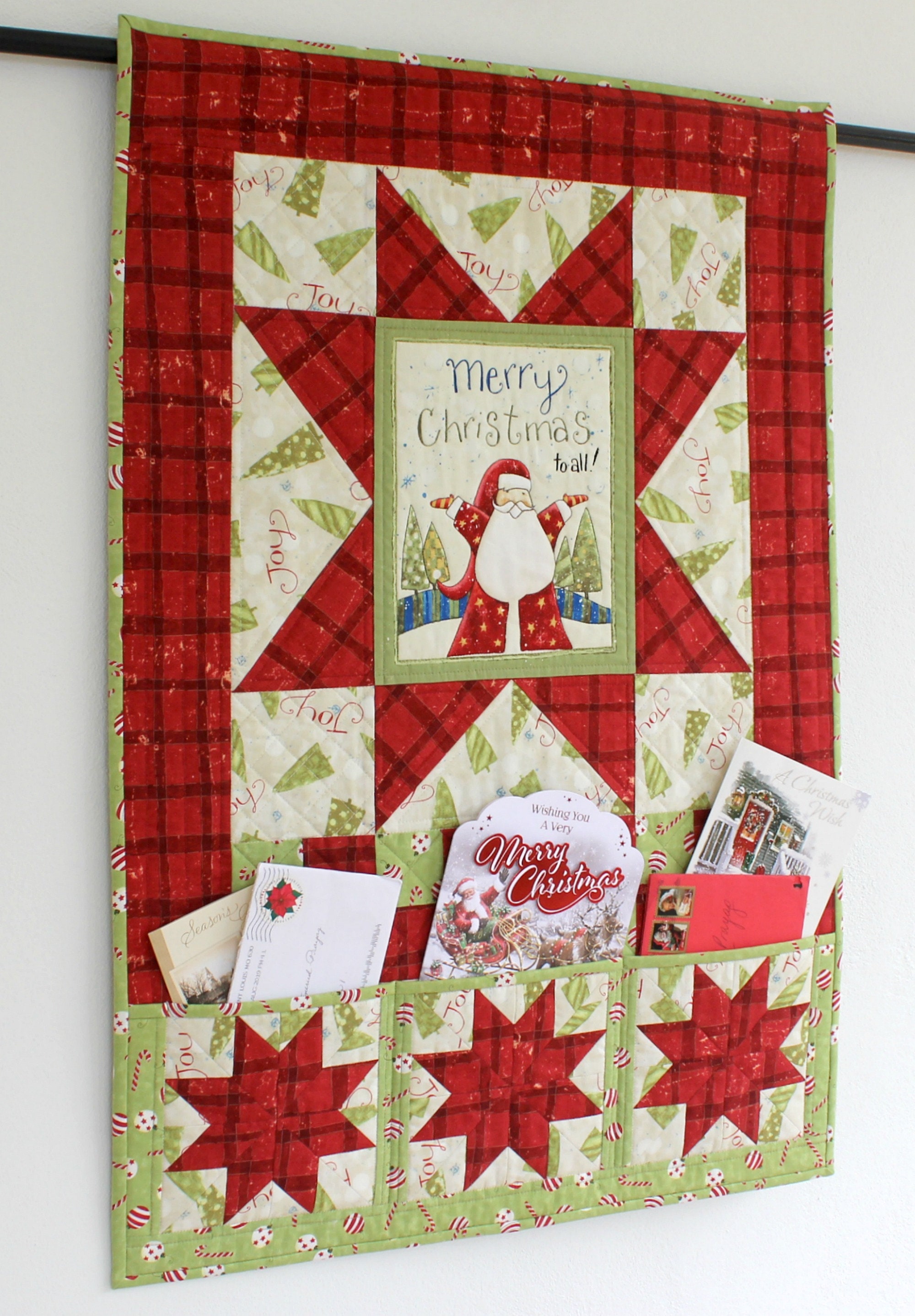 Christmas Card Holder Pocket Organizer Quilted Wall Hanging | Etsy