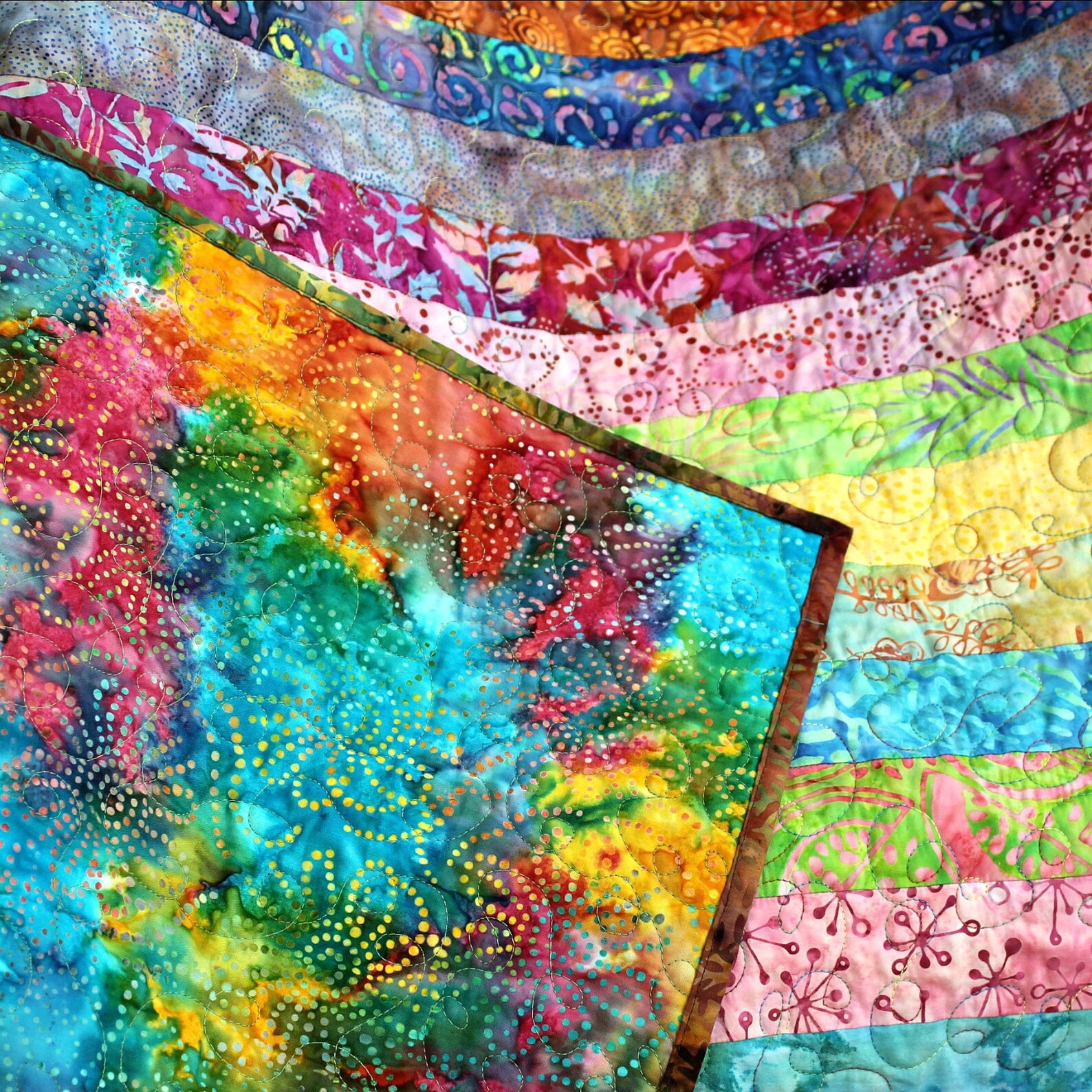 Lap Quilt Batik Quilted Throw 56x70 Large Wall Hanging | Etsy