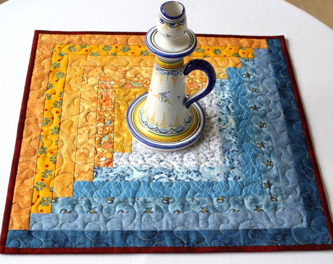 Log Cabin Table Topper Quilted Table Topper Candle Mat - Etsy